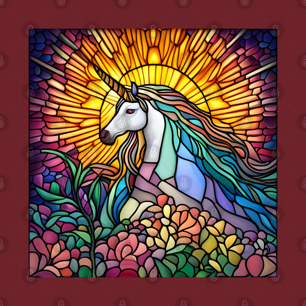 Stained Glass Unicorn - Stained Glass Unicorn - T-Shirt | TeePublic