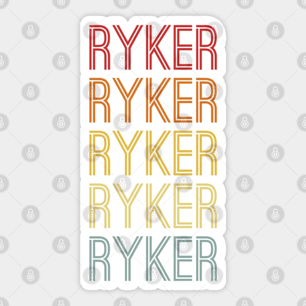 Ryker Name Vintage Retro Pattern - Ryker - Sticker | TeePublic
