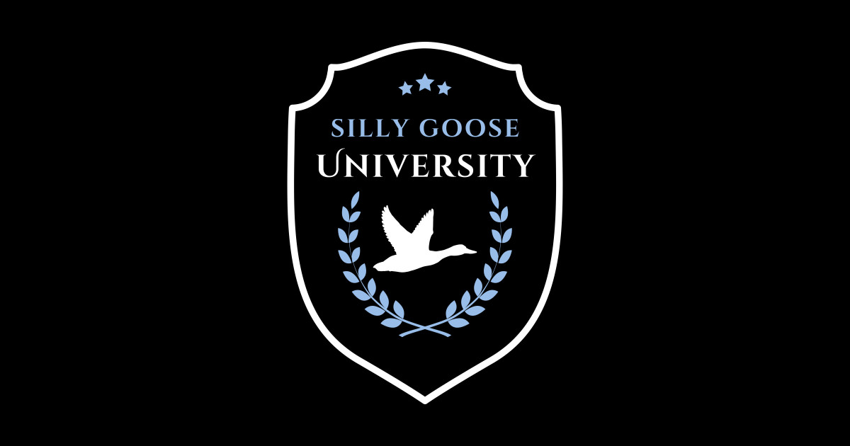 Silly Goose University - Flying Goose Emblem With Blue Details - Silly ...