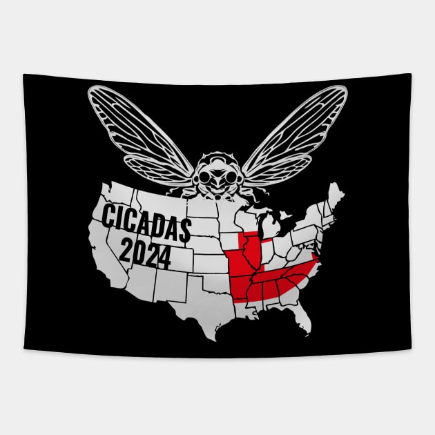 Cicada 2024 Map Cicadas invasion - Cicada 2024 - Tapestry | TeePublic