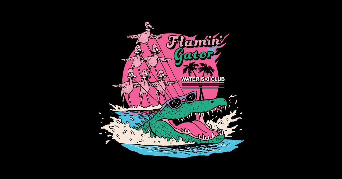 Flamin' Gator Water Ski Club - Alligator - Posters and Art Prints ...