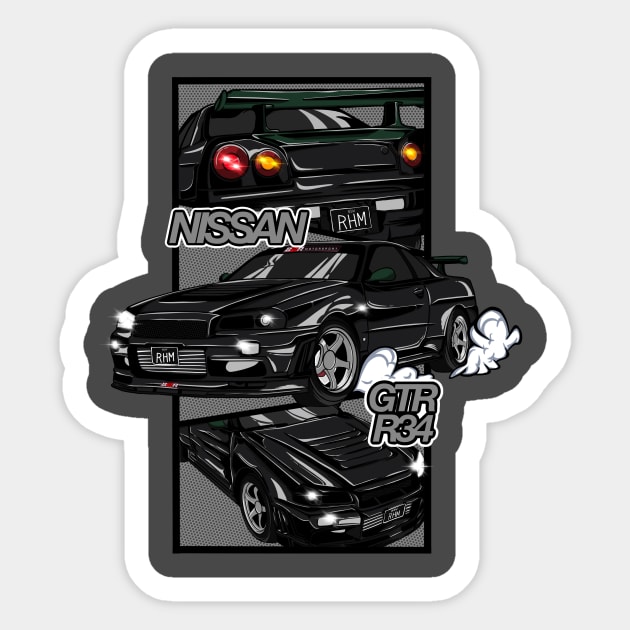 Nissan GTR R34 - Nissan Skyline - Sticker | TeePublic