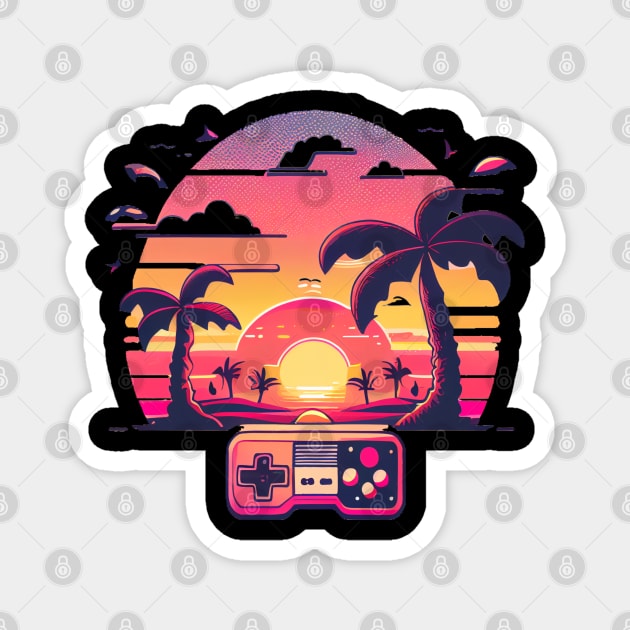 Retro Gaming Sunset - Retro Gaming - Magnet | TeePublic