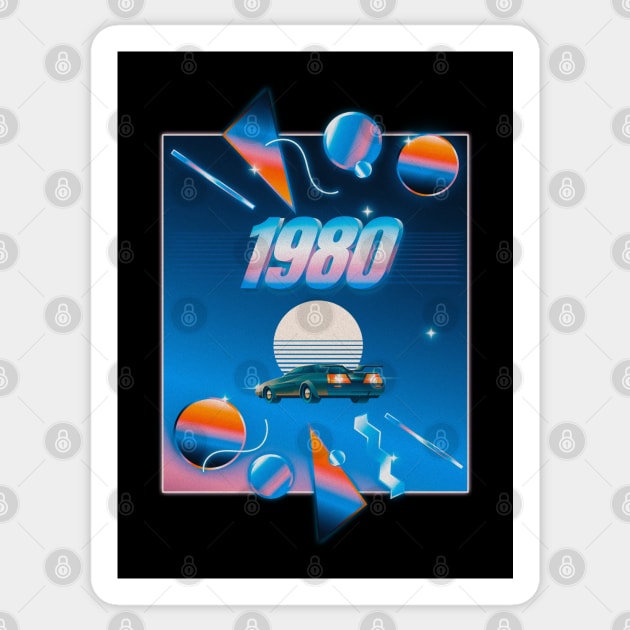 1980s retro outrun design - 80s - Sticker | TeePublic