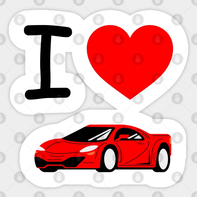I Heart Red Car - Cars - Sticker | TeePublic