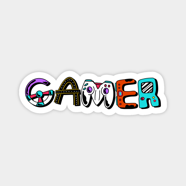 Gamer Word Art Made of Controllers - Gamer - Magnet | TeePublic