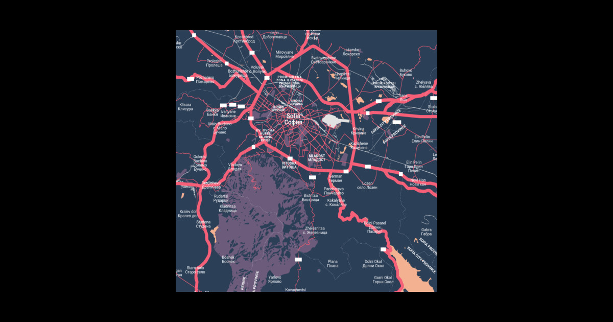 Sofia colour map - Map Art City - Sticker | TeePublic