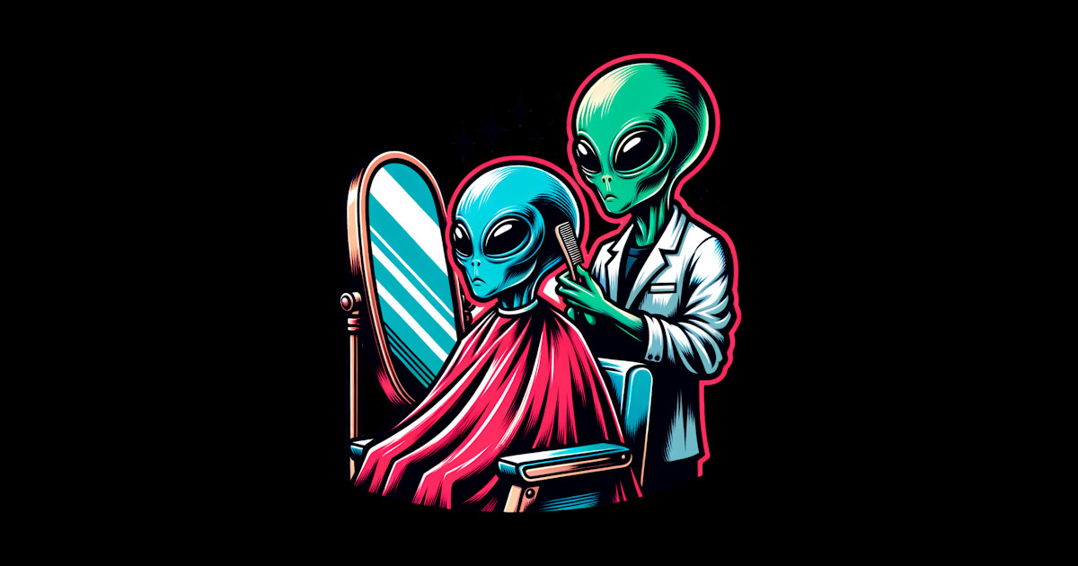 Alien Barbershop - Alien Barbershop - Sticker | TeePublic