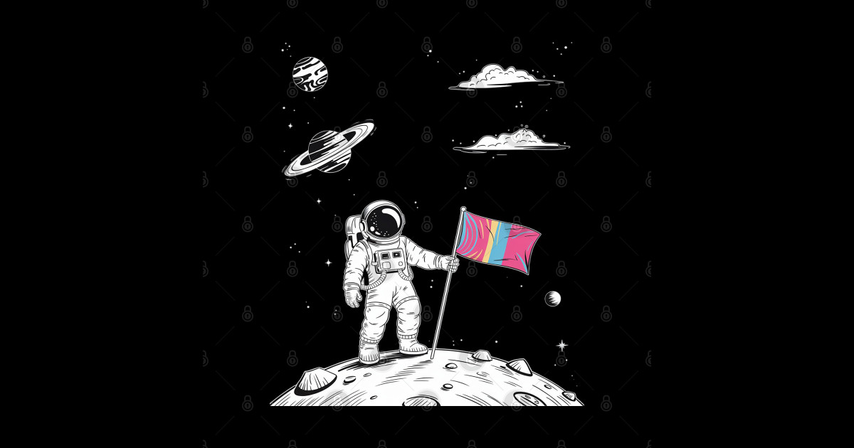 Astronaut Moon Bisexual Flag Space LGBTQ Gay Pride Ally Bi - Lgbt ...