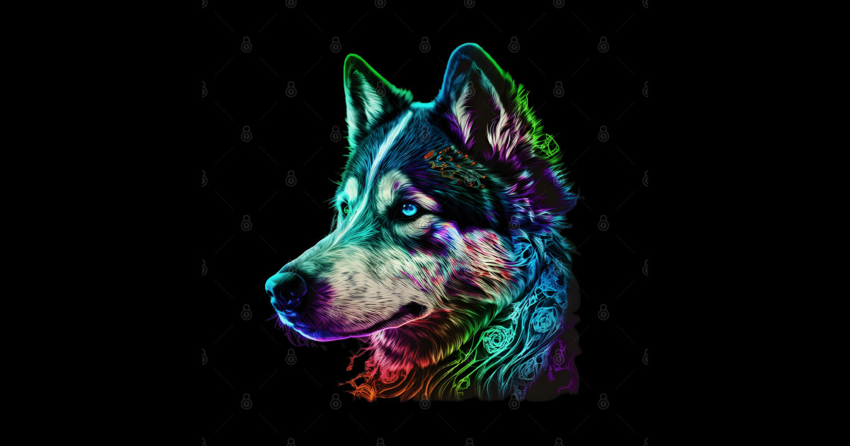 Neon Siberian Husky - Siberian Husky - Sticker | TeePublic