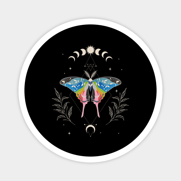 Queer Luna Moth Celestial Cottagecore LGBT Pride Flag - Queer - Magnet ...