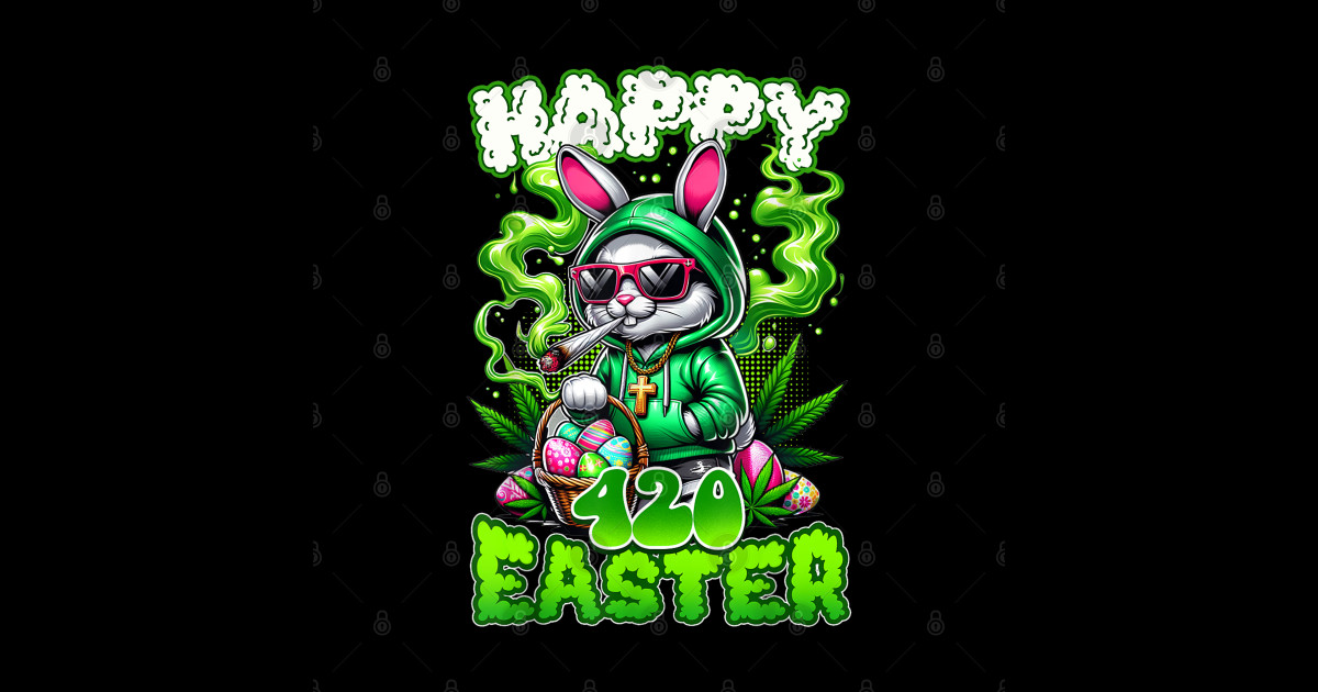 Happy 420 Easter Funny Smoking Weed Marijuana Easter Bunny - Happy 420 ...