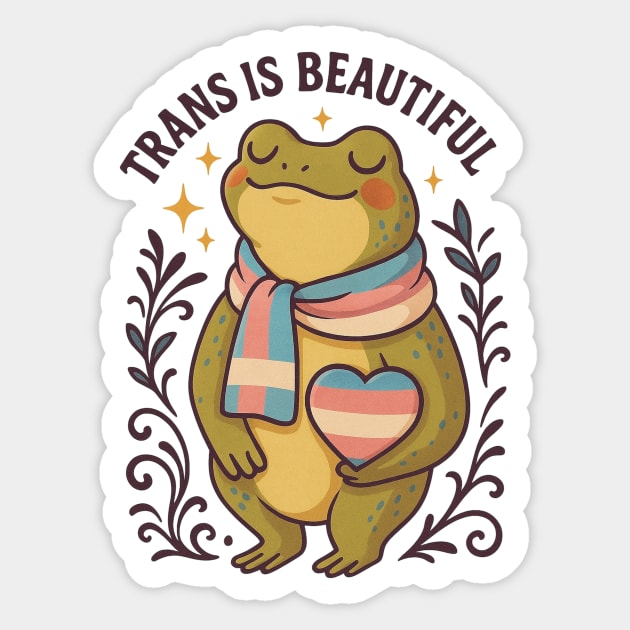 Trans Is Beautiful – Cute Trans Pride Frog - Trans Pride - Sticker ...