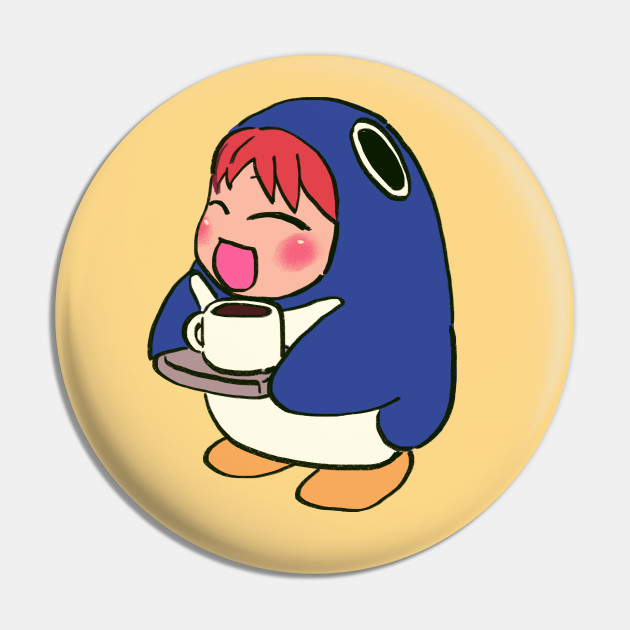 I draw cafe penguin suit chiyo chan serving coffee with a tray ...