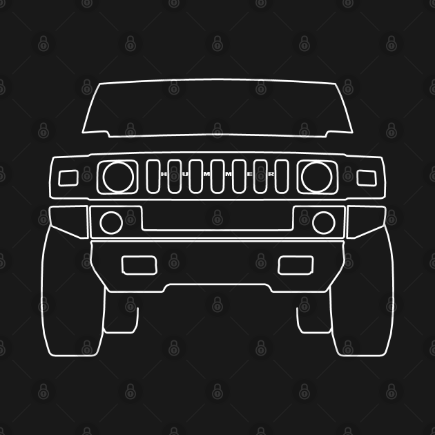 Hummer H2 outline graphic (white) - Hummer - T-Shirt | TeePublic