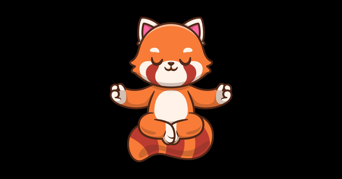 Cute Red Panda Meditating Yoga Cartoon - Cute Red Panda Meditating Yoga ...