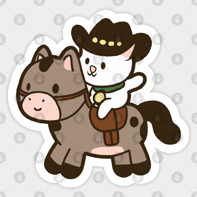 Cowboy Cat Riding Horse - Cowboy Cat - Sticker | TeePublic
