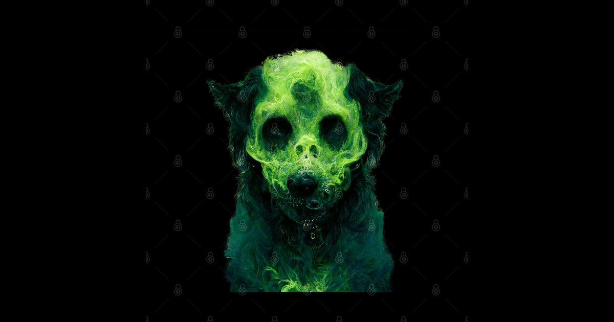 Scary Hound Made with Green Poisonous Gas - Scary Dog - Sticker | TeePublic