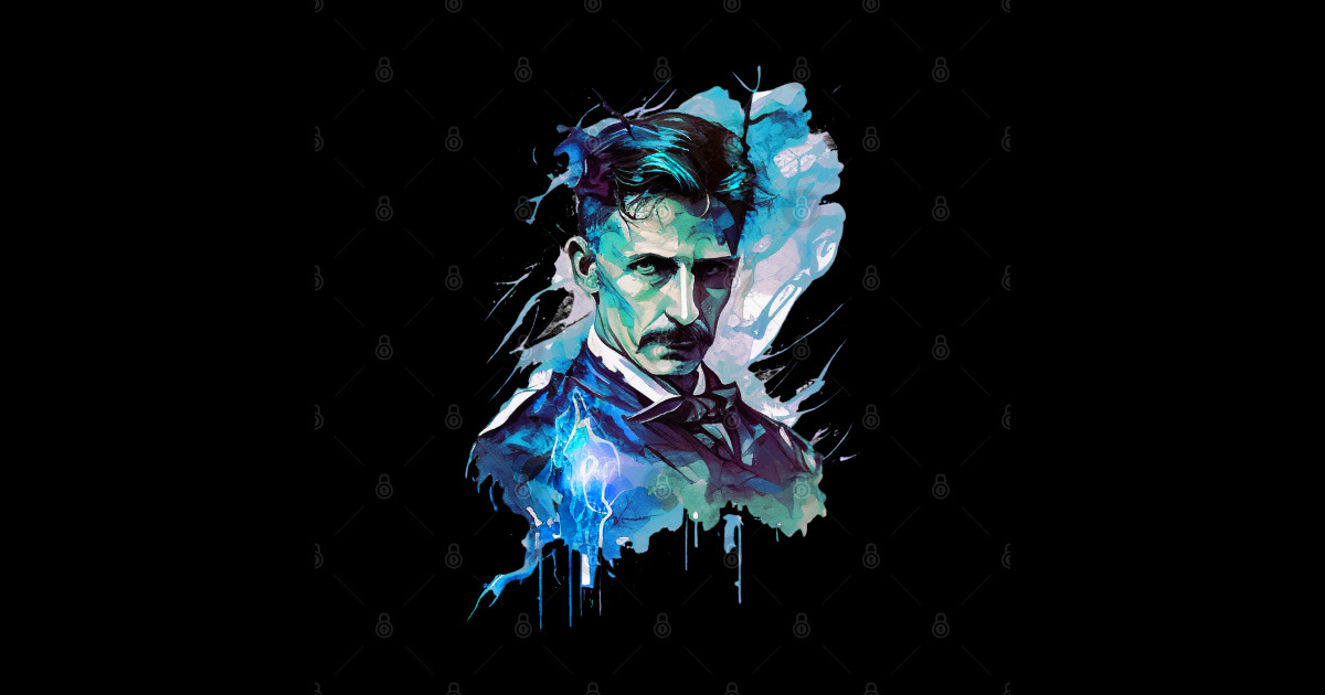NIKOLA TESLA WATER COLOR PORTRAIT - Nikola Tesla Portrait - Sticker ...
