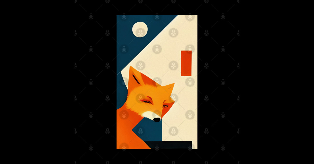 Funky Fox - Abstract Urban Design - Red Fox - Sticker | TeePublic