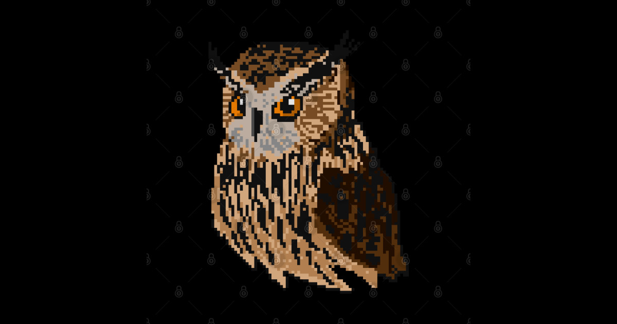 Eurasian eagle owl - pixel art - Owls - Sticker | TeePublic