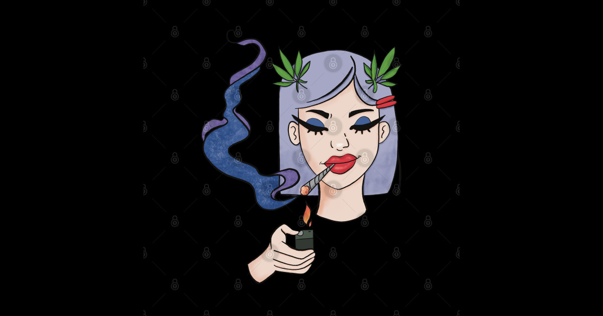 cool smoking girl - Smoking Art - Sticker | TeePublic