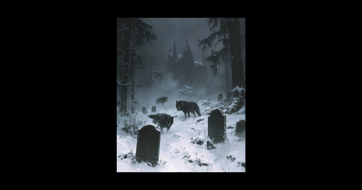 Gothic Wolves in Haunted Cemetery – Dark Fantasy Horror Aesthetic ...