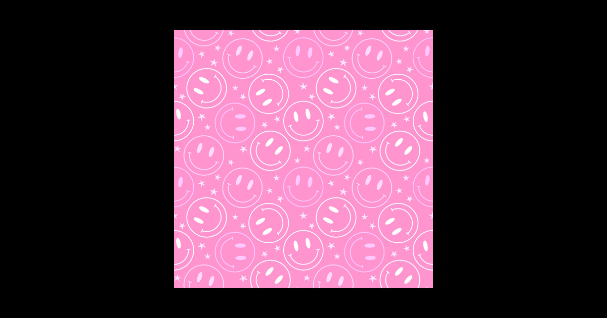 Preppy pink Happy face stars pattern - Vsco Vibes - Sticker | TeePublic