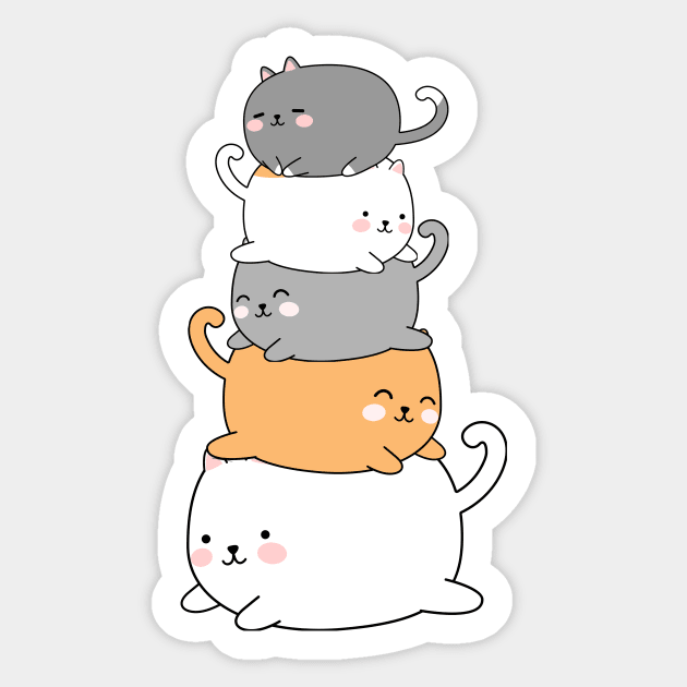 Fat Cat Stack Funny - Cat Stack - Sticker | TeePublic