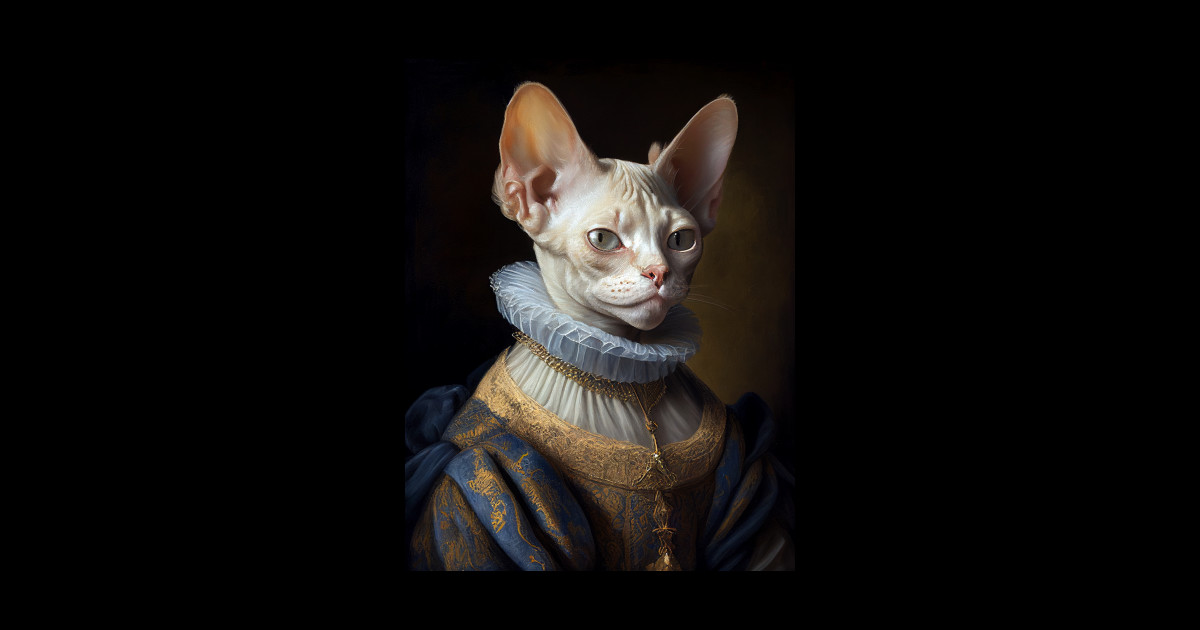 Royal Portrait of a Devon Rex Cat - Devon Rex - Sticker | TeePublic