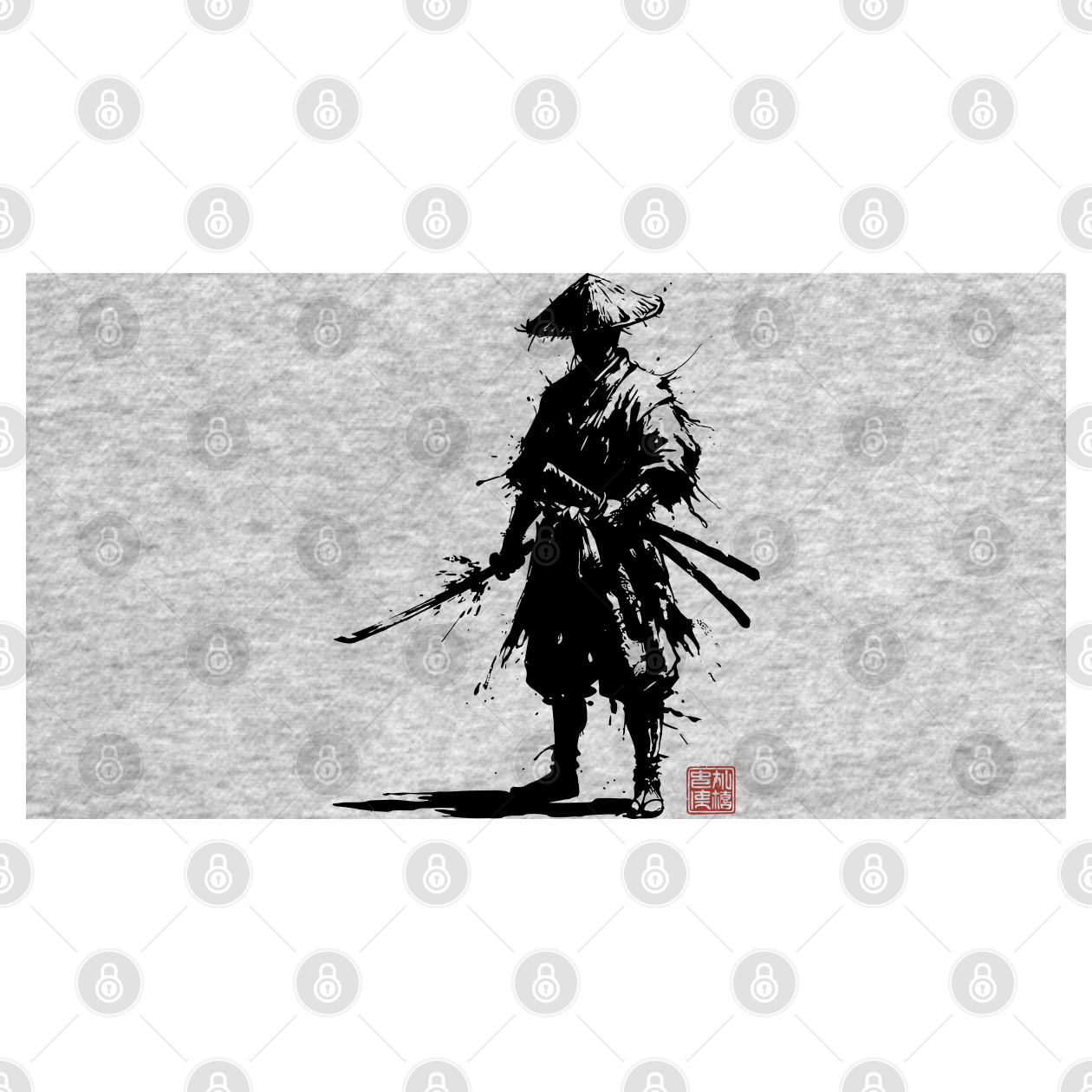 Samurai Warrior - Japanese Ink Wash Sumi-e Art - Samurai - T-Shirt ...
