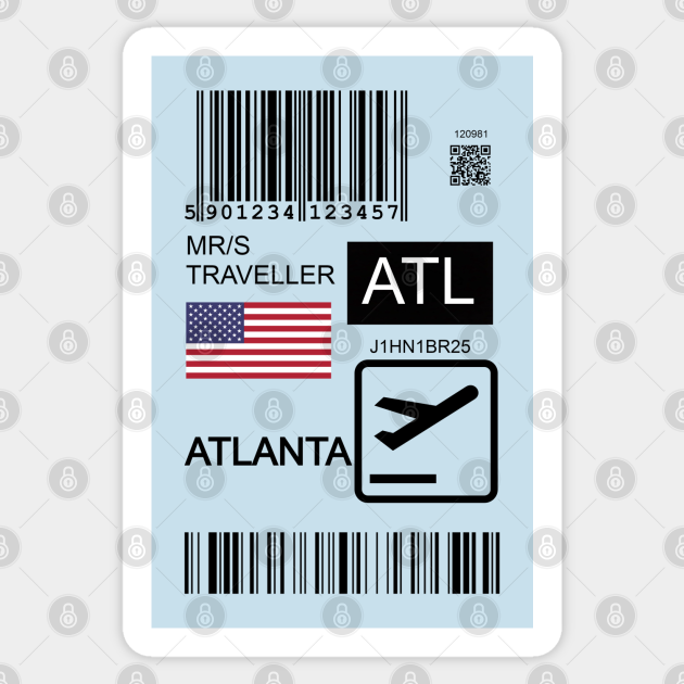 Atlanta USA travel ticket - Atlanta - Sticker | TeePublic