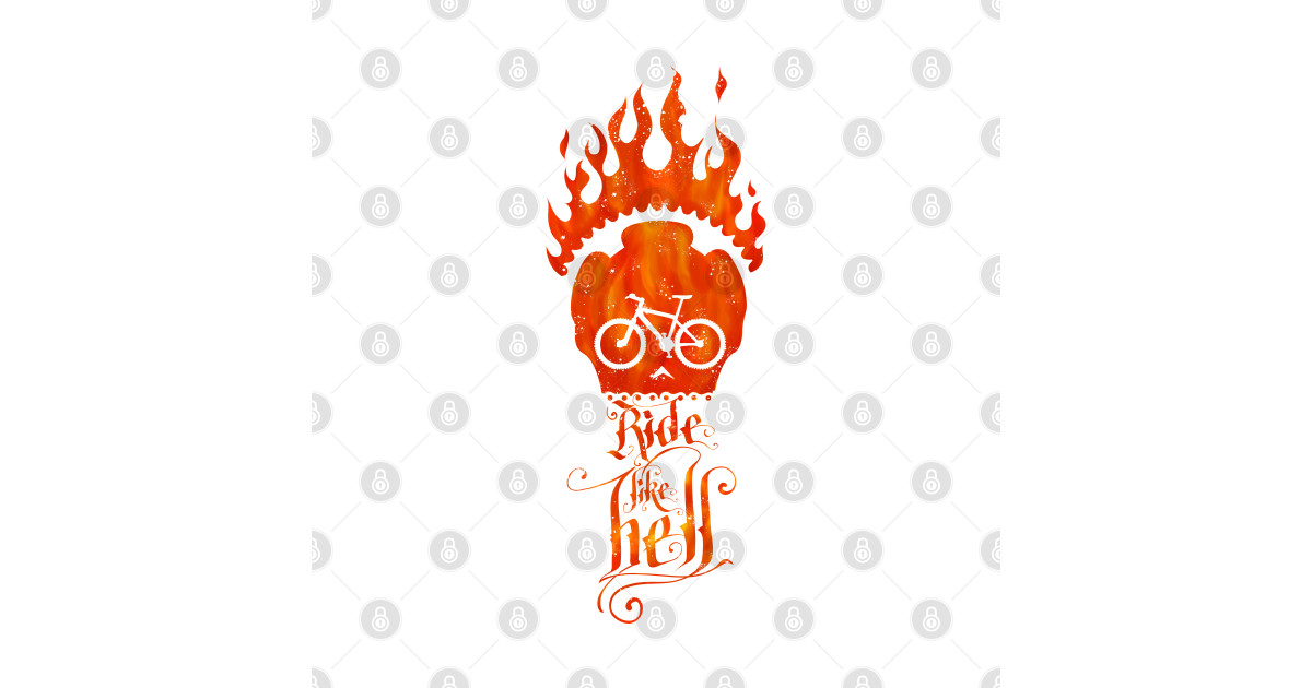 Ride like Hell Calligraphic cycling poster - Cycling - T-Shirt | TeePublic