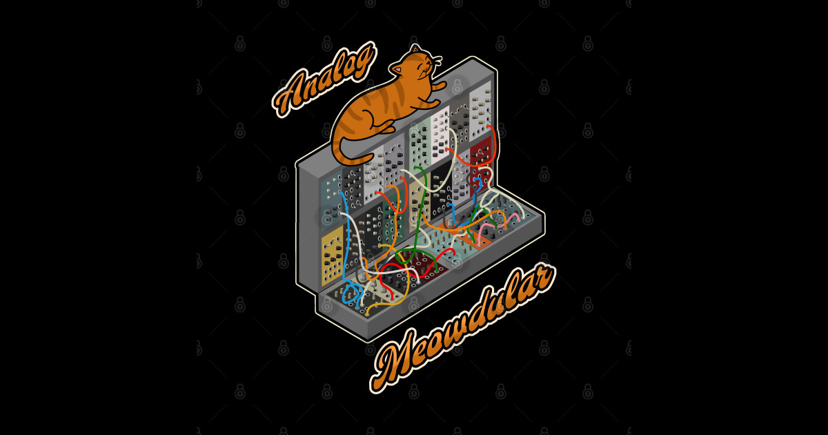 Cat on Modular Synth Funny synthesizer - Synth - Sticker | TeePublic