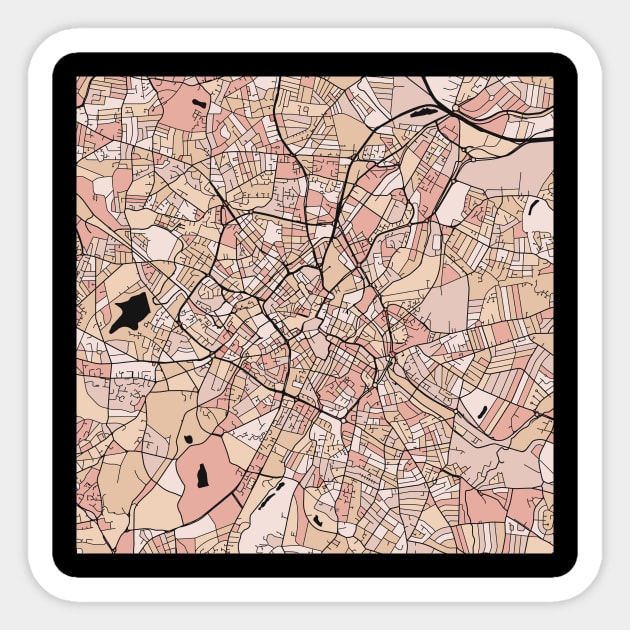 Birmingham Map Pattern in Soft Pink Pastels - Birmingham Map - Sticker ...