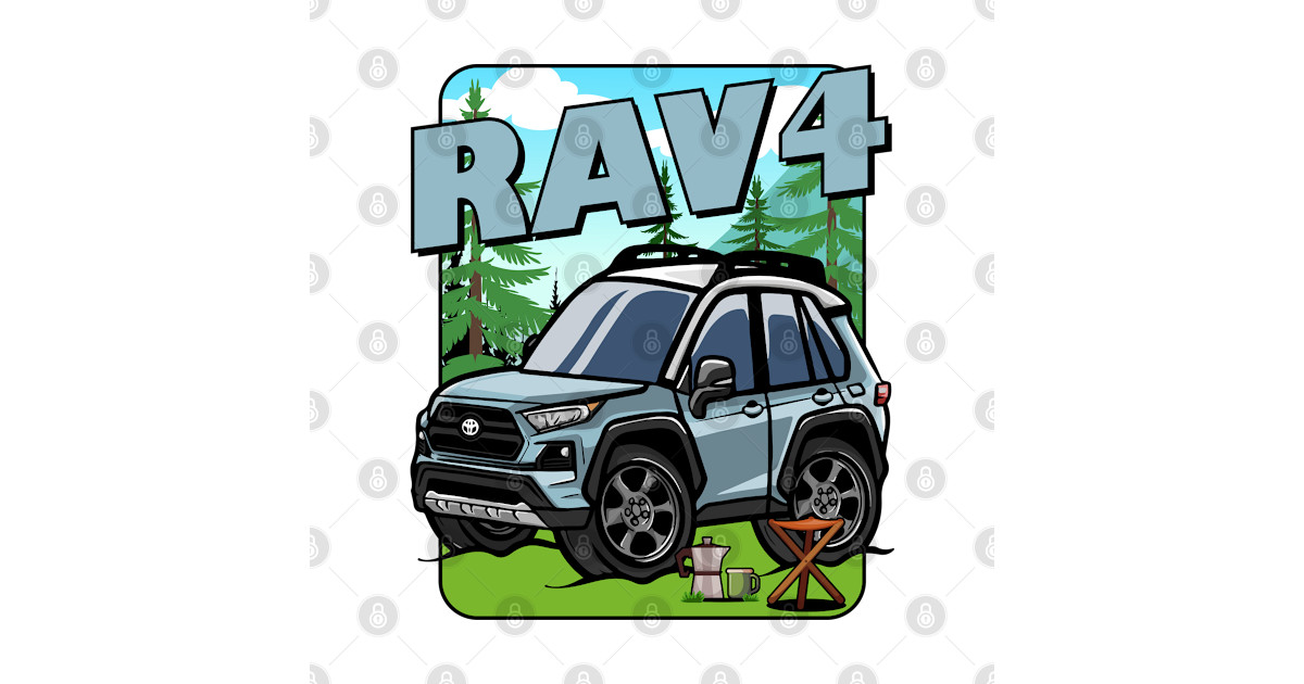 RAV4 Camping Cartoon - Toyota Rav4 - T-Shirt | TeePublic