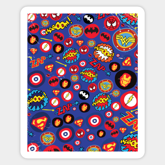 Superheroes Logo pattern - Superheroes - Sticker | TeePublic