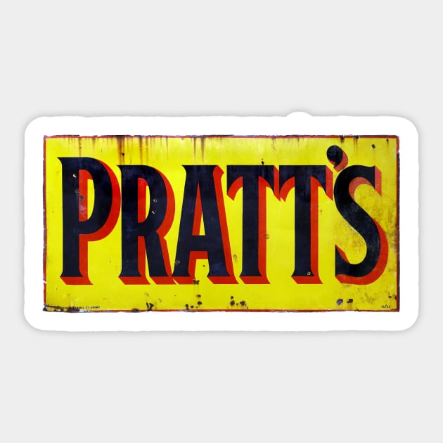 Pratts, Vintage Enamel sign - Vintage Enamel Sign - Sticker | TeePublic