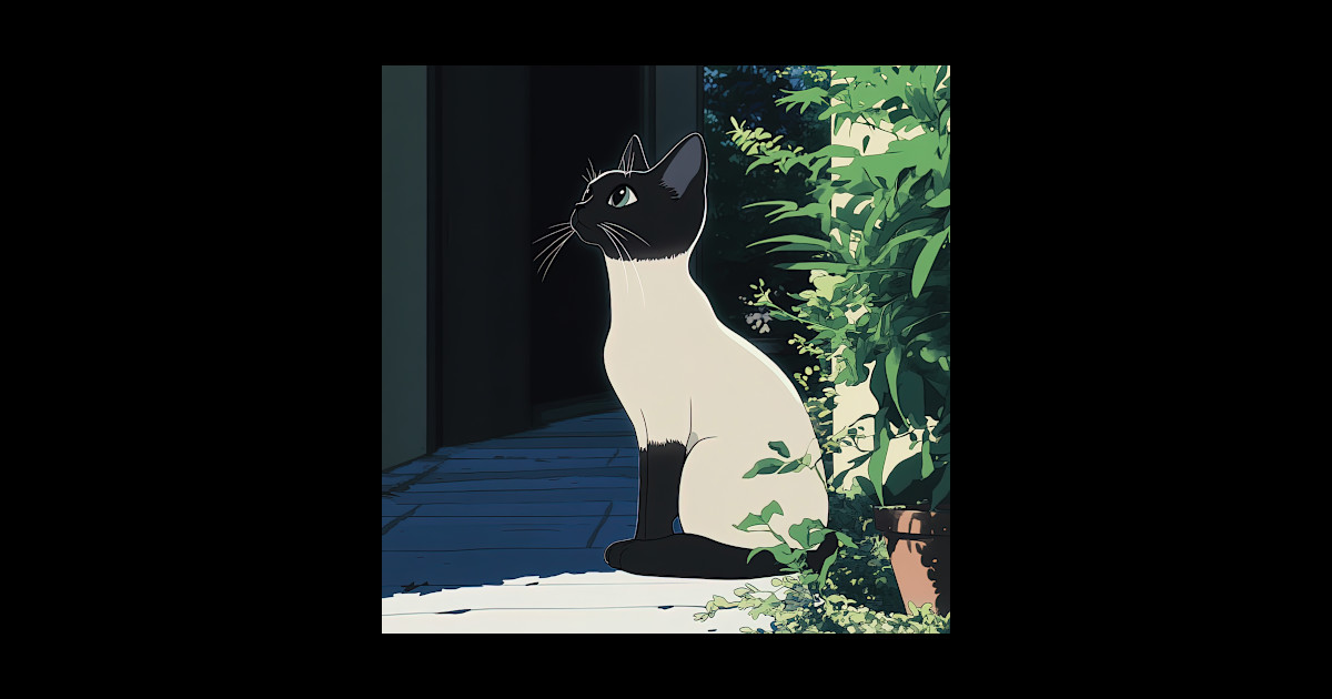 Siamese cat | Anime style - Siamese Cat - Sticker | TeePublic