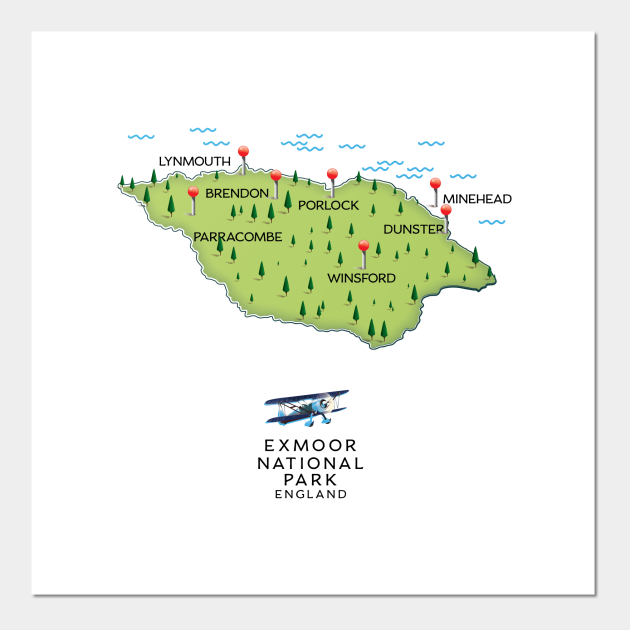 Exmoor National Park map - Exmoor National Park Map - Posters and Art ...
