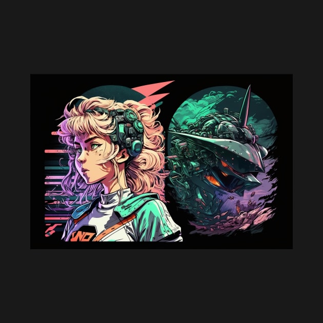 Futuristic Tech Cyberpunk Anime Girl Robot - Cyberpunk - T-Shirt ...