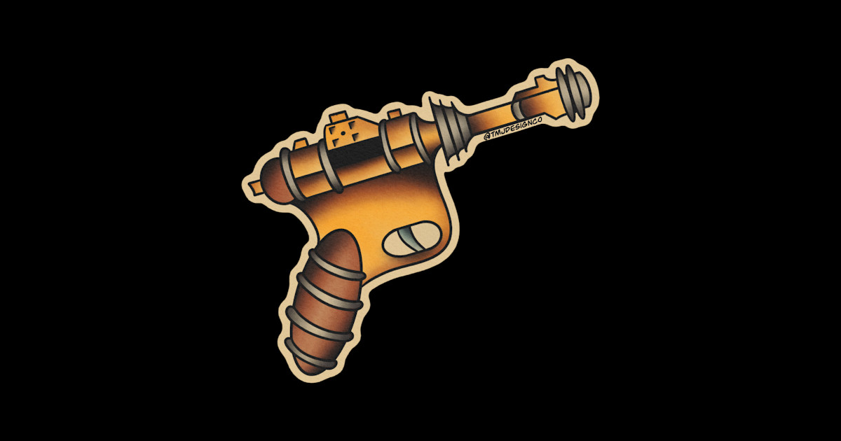 Toy Ray Gun Tattoo Flash - Traditional Tattoo - Sticker | TeePublic
