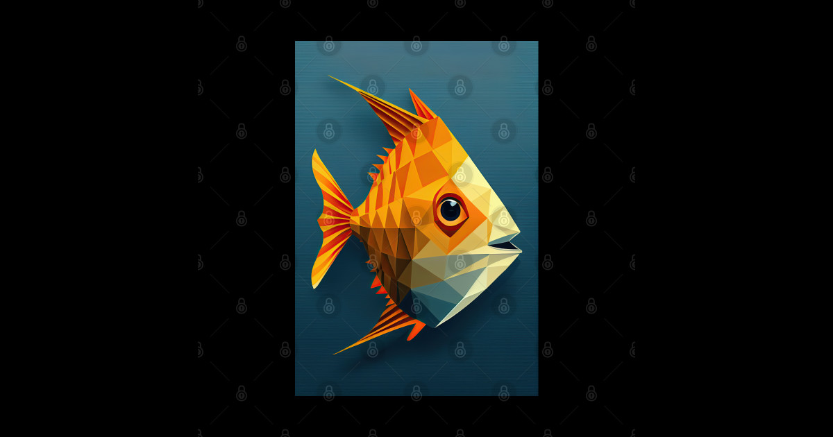 Triangle Fish - Abstract polygon animal face staring - Animal Lover ...