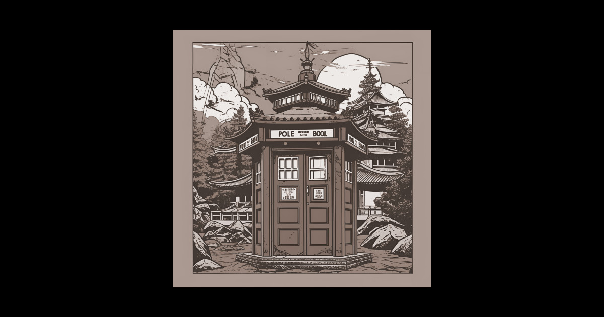 Retro handsome illustration of tardis in Japan - Tardis - Sticker ...