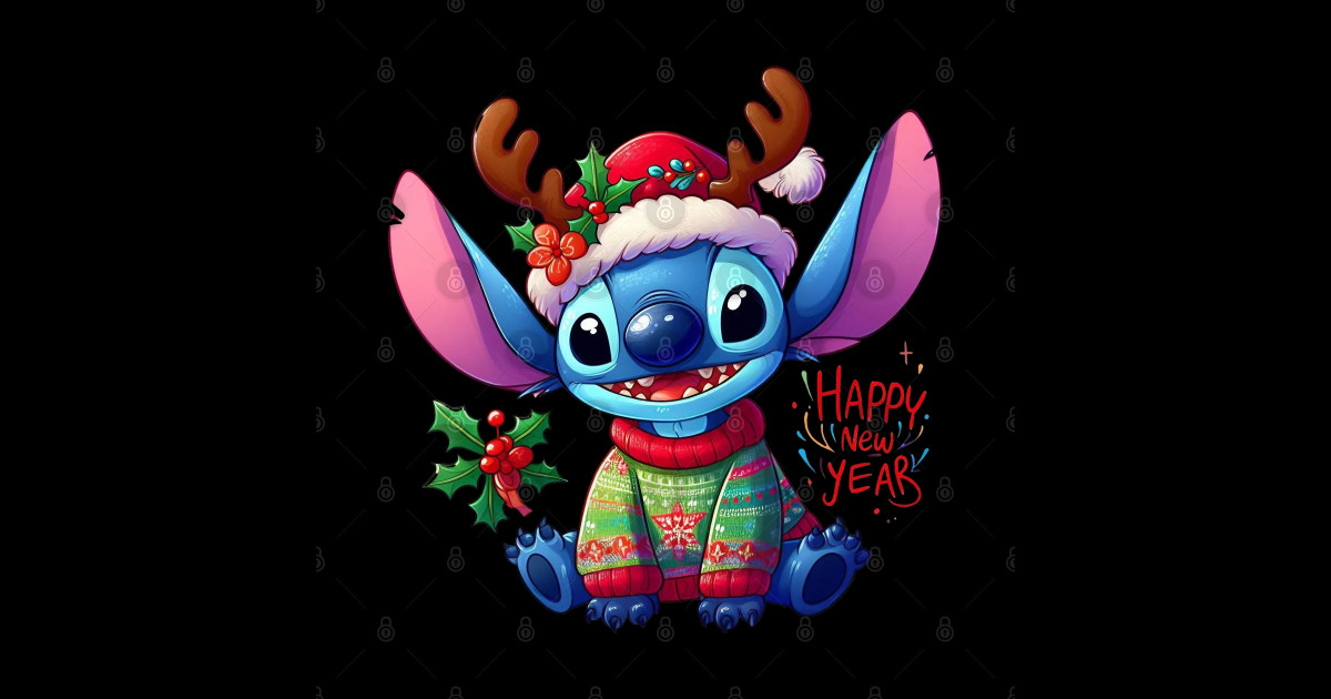 Happy New Year Stitch - Happy New Year Stitch - Sticker | TeePublic