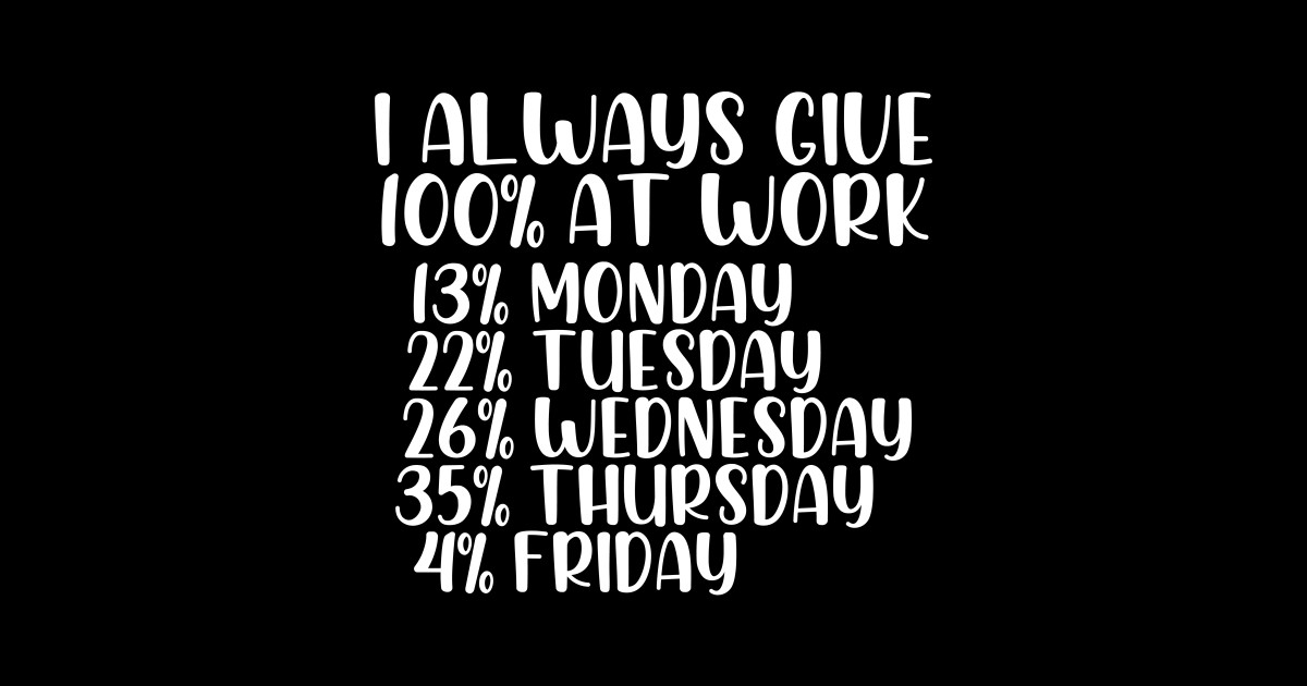 I always give 100 percent at work - I Always Give 100 Percent At Work ...
