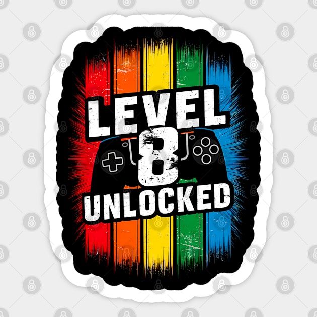 Level 8 Unlocked | Back To School - Level 8 Unlocked - Sticker | TeePublic