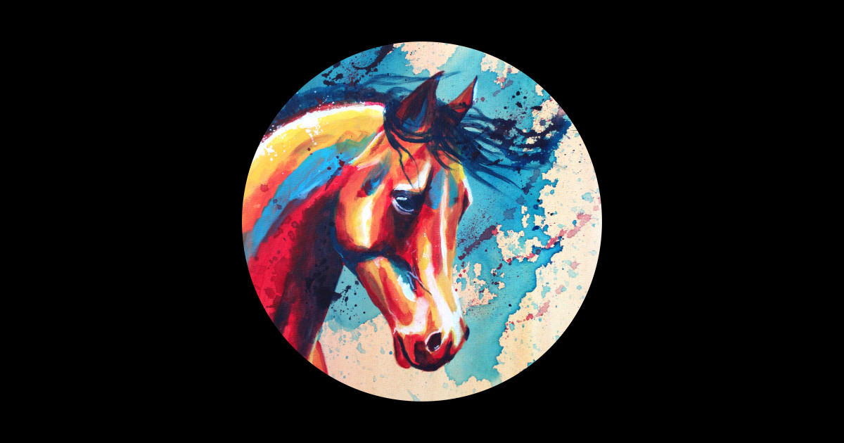 Horse Portrait Acrylic Painting - Steed - Sticker | TeePublic