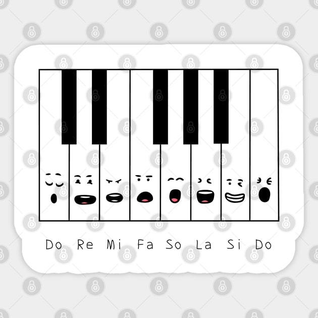 cute piano notes - Piano - Sticker | TeePublic