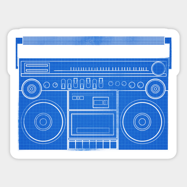 BoomBox blueprint - Music - Sticker | TeePublic